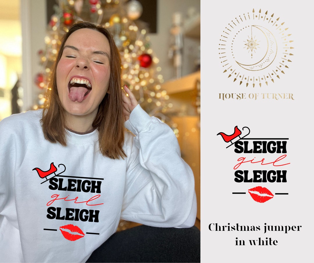 Sleigh Girl Sleigh Cute Christmas Pun Typography Jumper - Etsy