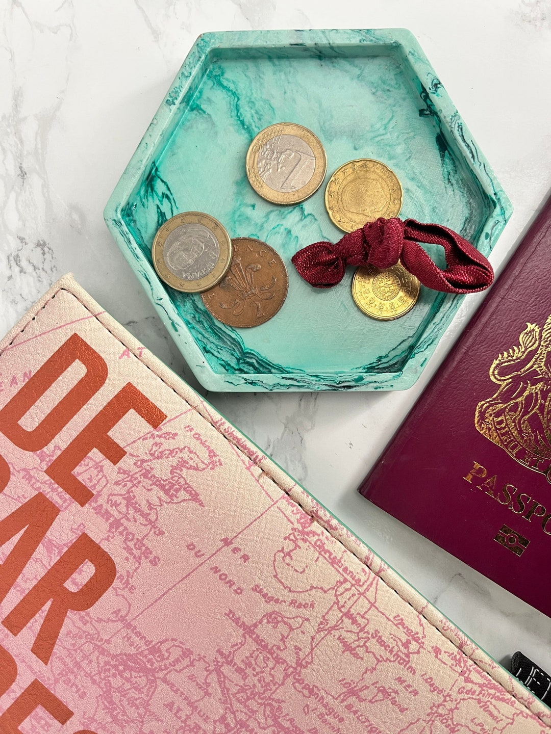 Green Marble Effect Hexagon Planter Tray Perfect for Cacti - Etsy UK