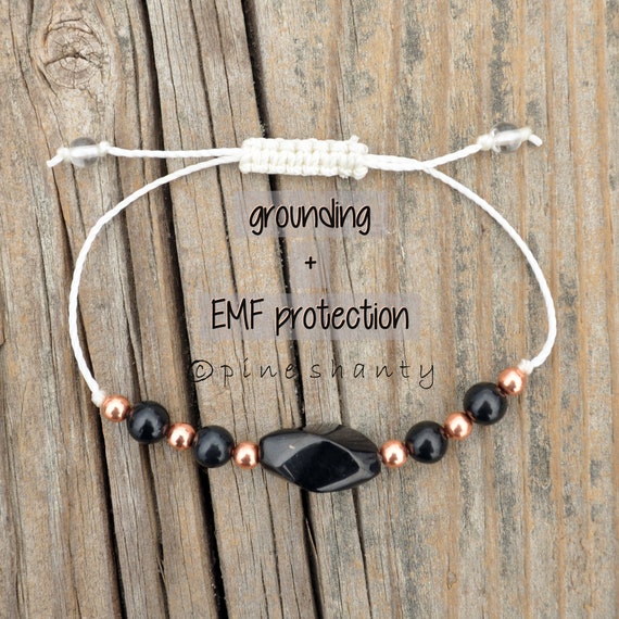Grounding EMF Protection Shungite Copper Adjustable String Bracelet Earth Star Chakra Base Chakra Negativity Protection Etsy
