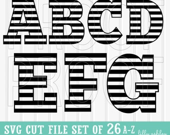 Striped letters svg | Etsy