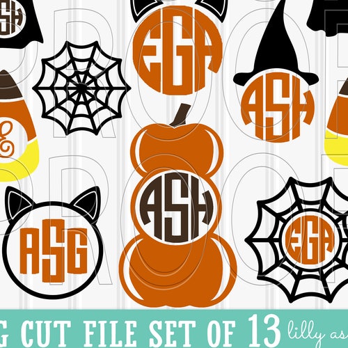 Halloween Svg Halloween Monogram Frames Svg Dxf Eps Candy | Etsy