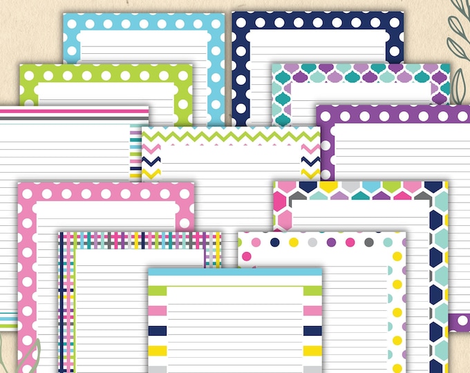 Printable Border Paper Lines Pack of 24 PNG & Pdf-8.5x11 With Borders ...