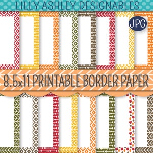 Fall Border Paper Printable Pack of 16--JPG & Pdf--8.5x11--bordered ...