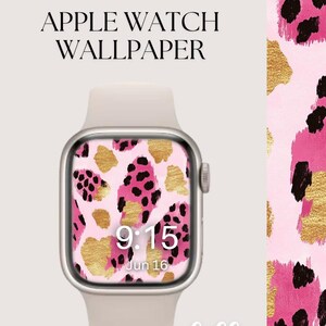 Leopard Print Watch Face, Pink Leopard Apple Watch Wallpaper, Abstract ...