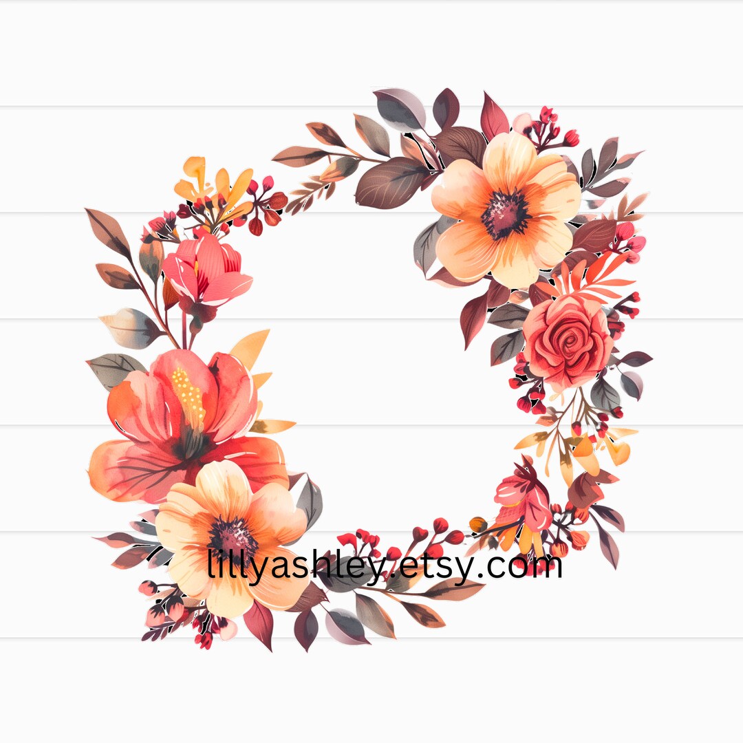 Floral Frame Wreath Clipart Designs , PNG Watercolor Flowers ...