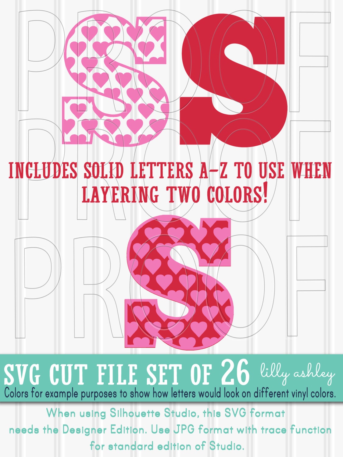 Heart Letters SVG Files Set of 26 Cut Files-heart Monogram - Etsy