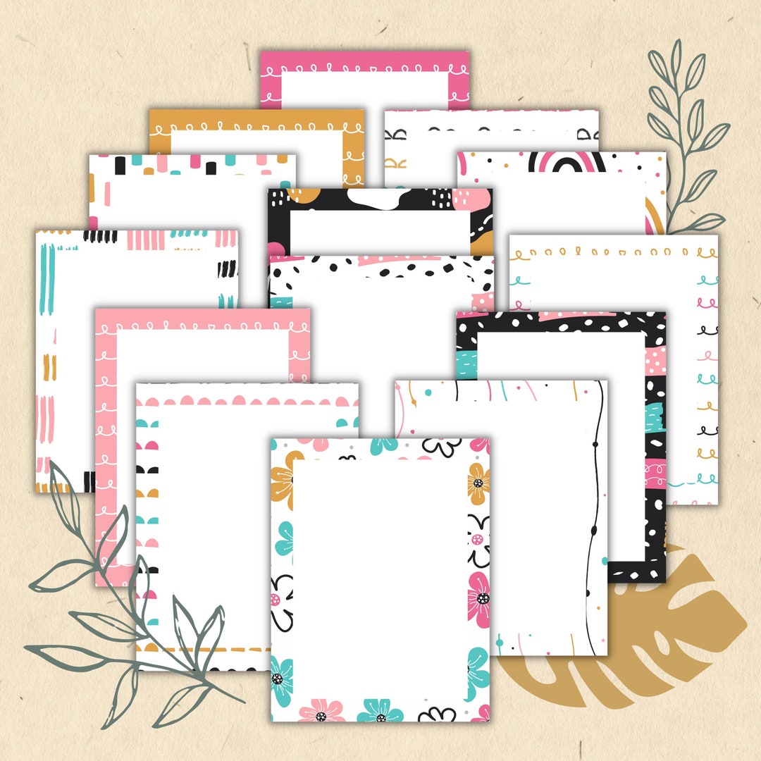 Paper With Borders Pack of 10--PDF & PNG Files--8.5x11 Letter ...