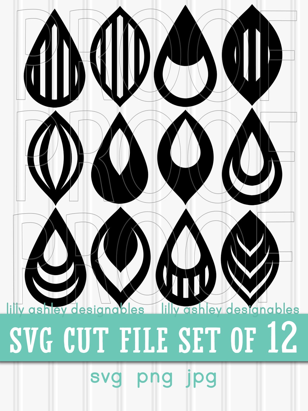 Teardrop Designs SVG Files Set of 12 Cutting Files Svg/png/jpg Teardrop ...