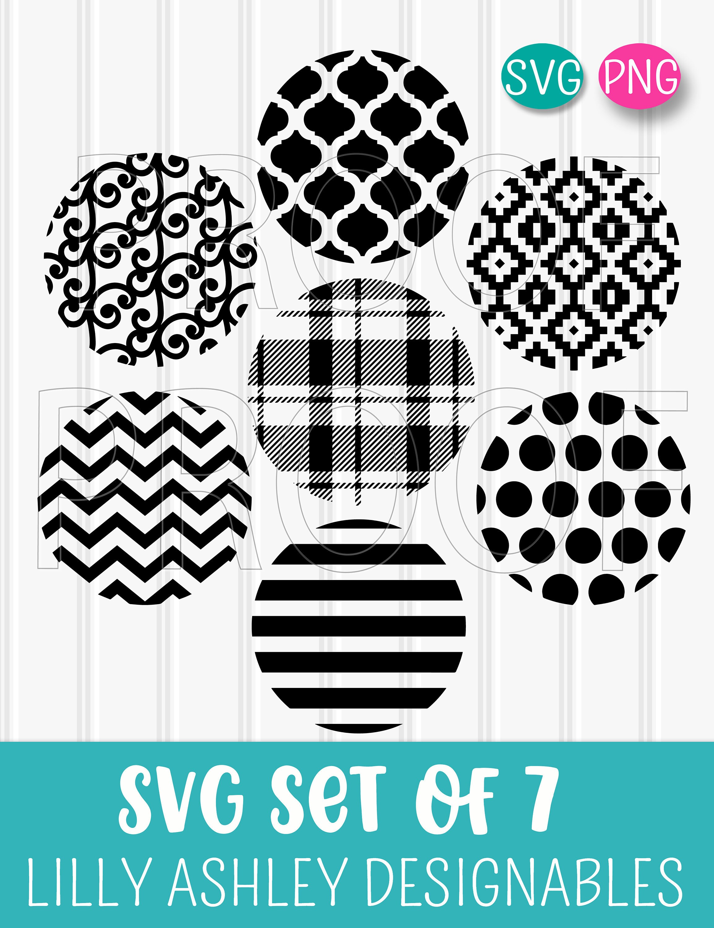 SVG File Set includes 7 Patterned Circles svg png plaid svg | Etsy