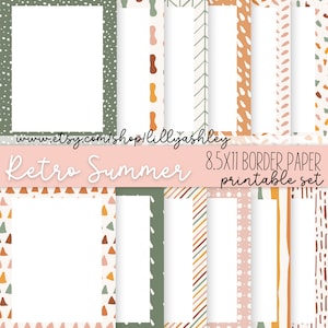 Border Paper Printable Pack of 12--PDF & PNG Files--8.5x11 Computer ...