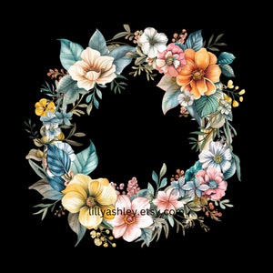Floral Wreath Clipart Designs , PNG Watercolor Flowers , Botanical ...