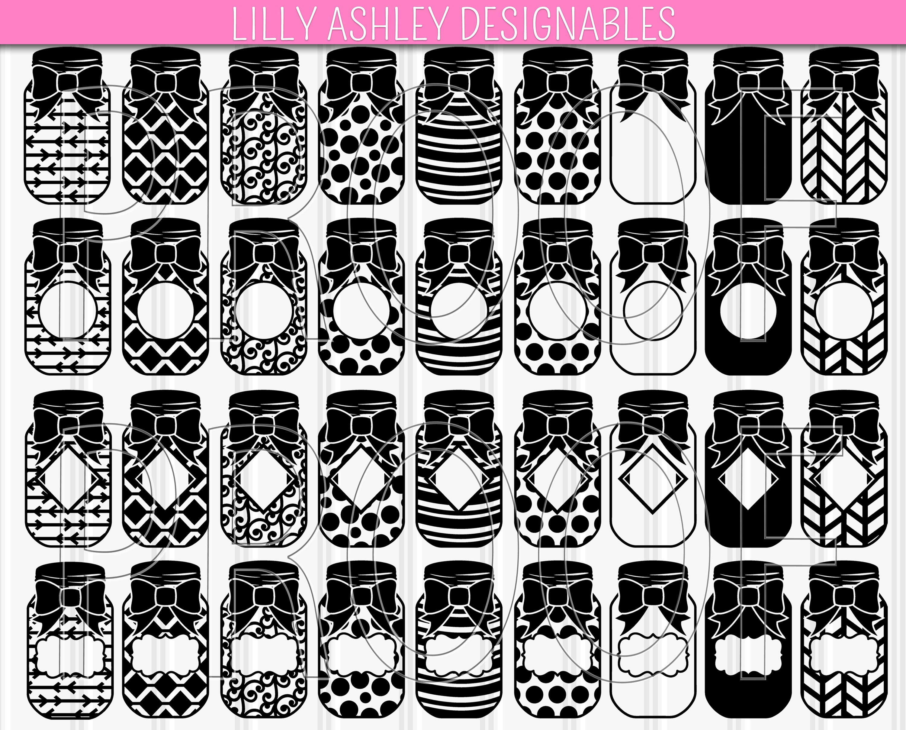 Mason Jar SVG File Bundle of 36 Cut Files Monogram Svg Png - Etsy