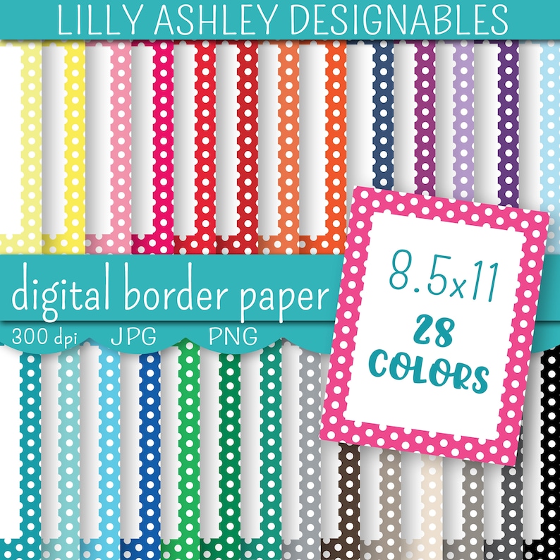 Printable Border Paper Bundle of 28 8.5x11 JPG /PDF Bordered Paper ...