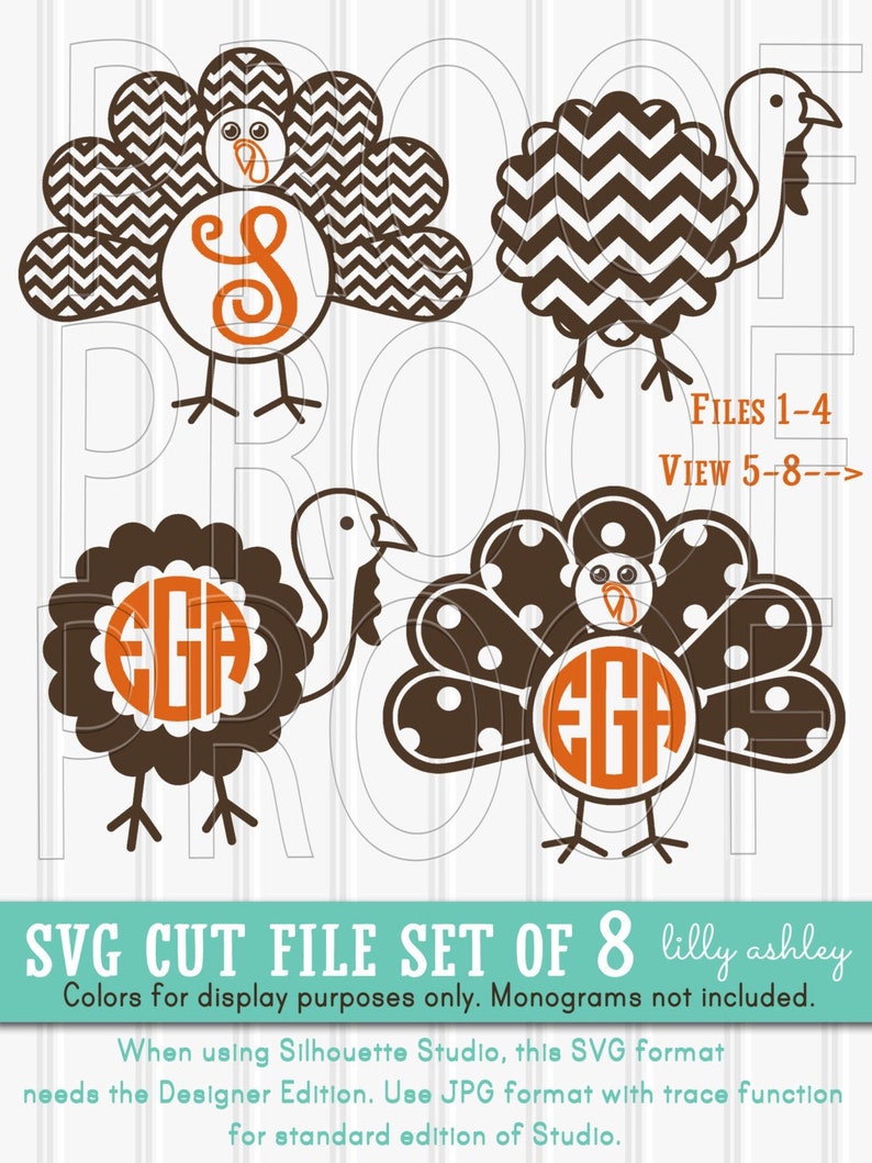 Monogram SVG Files Set of 8 Cutting Files Includes Svg/png/jpg | Etsy