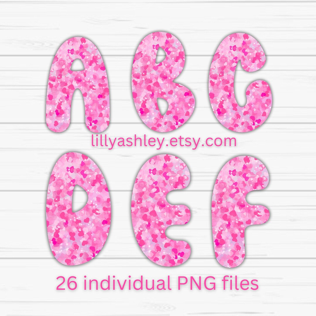 Hearts Letter Set Pink Heart Alphabet Letters Pink Princess Letters for ...