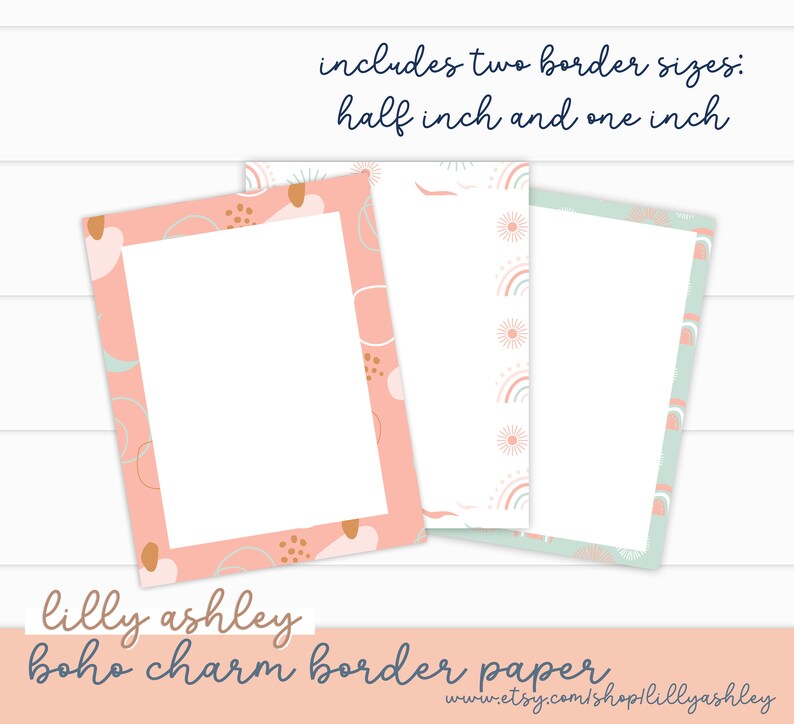 Border Paper Pack of 20--PDF & PNG Files--8.5x11 Downloadable Paper ...