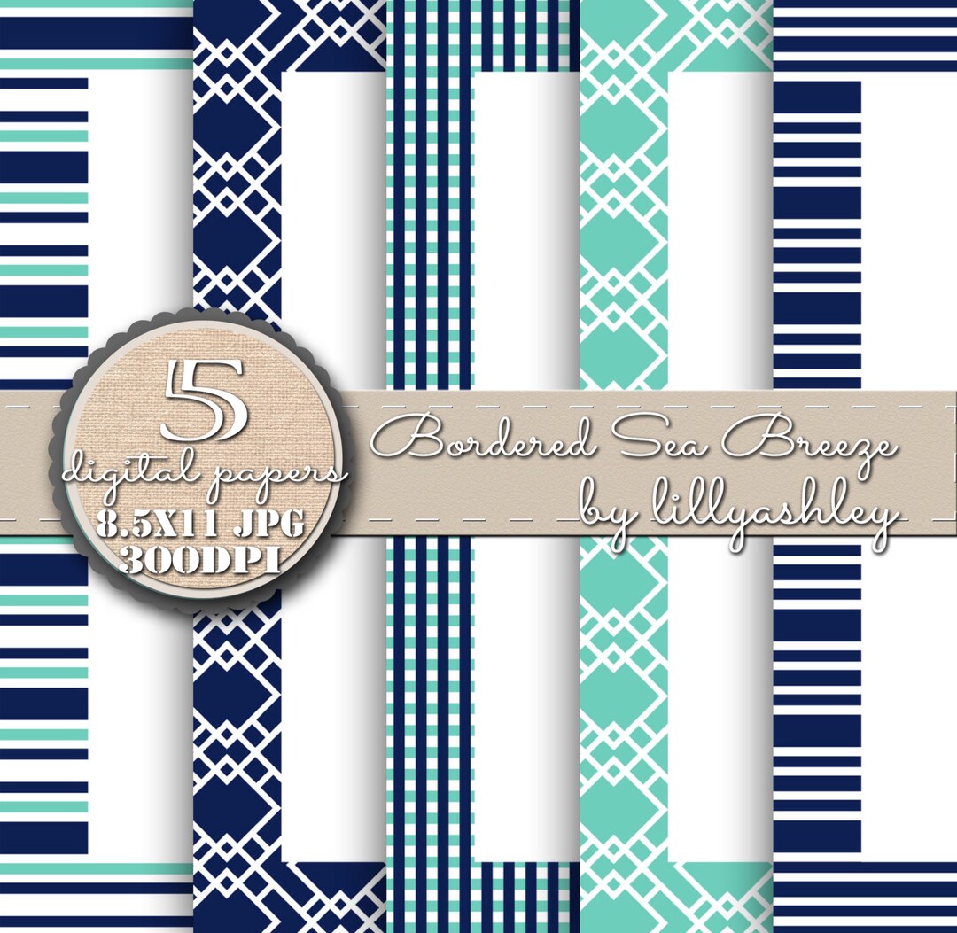 Printable Paper Pack of 5 Border Paper--8.5x11 JPG Bordered Paper ...