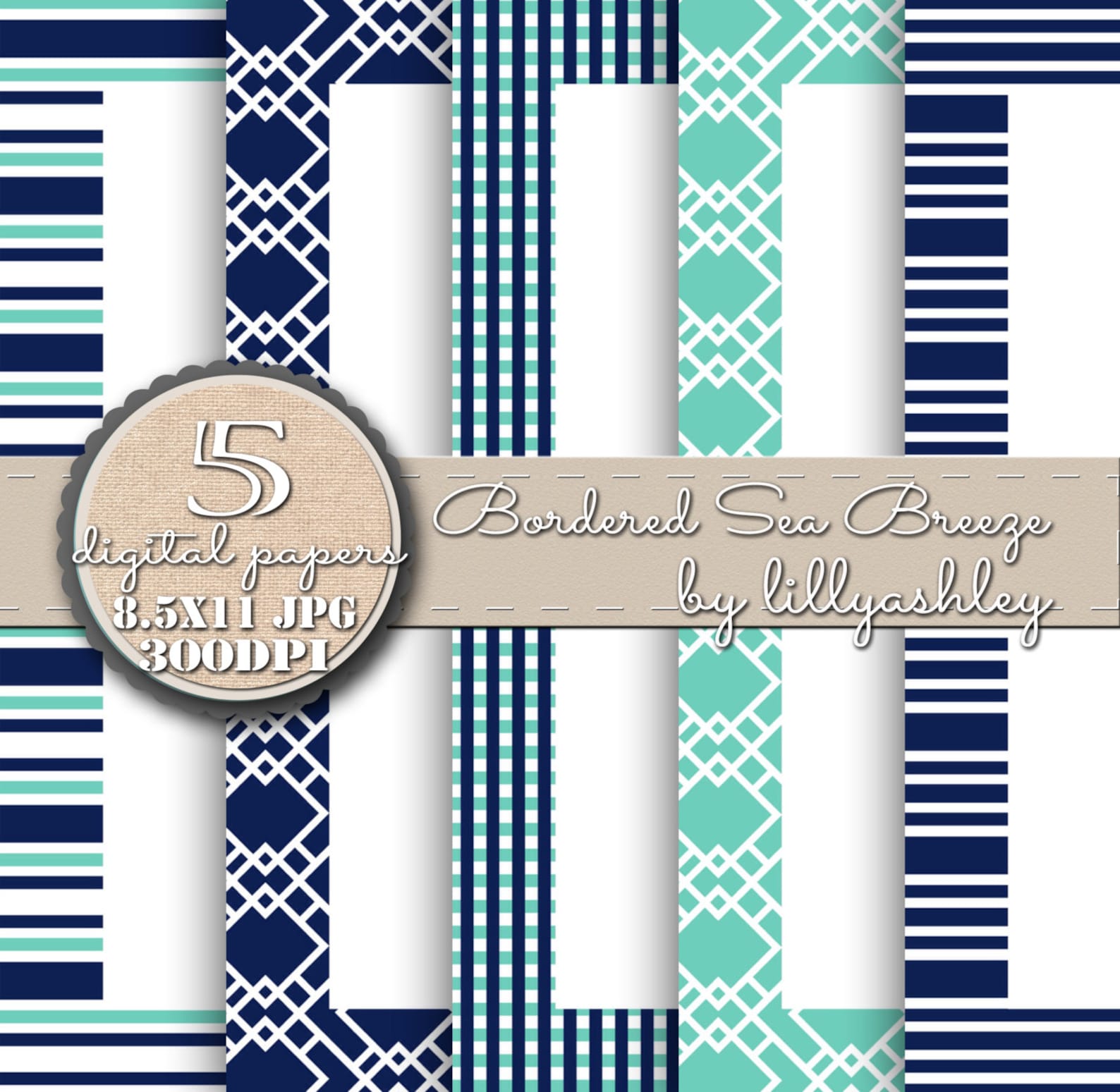 Printable Paper Pack of 5 Border Paper8.5x11 JPG Formatto | Etsy