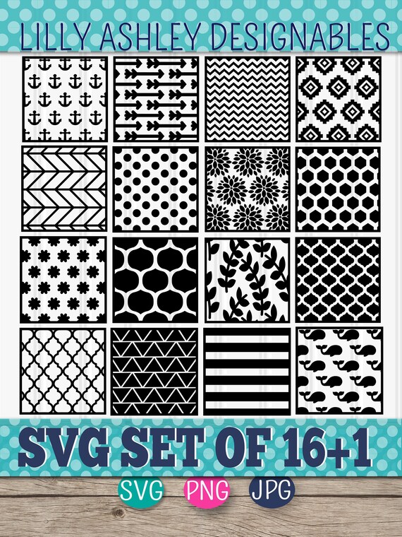 SVG File Set Includes 16 Patterned Squares and 1 Solid Svg Png | Etsy