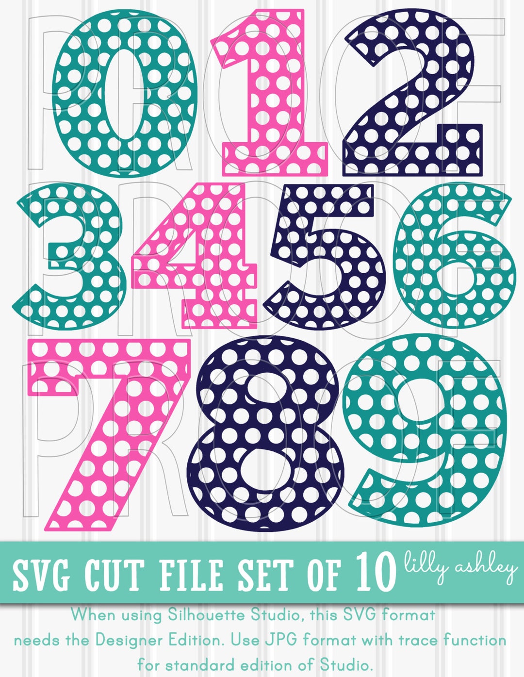 SVG Number Set of 10 Polkadot Numbersincludes 0-9 SVG PNG & Jpg Formats ...