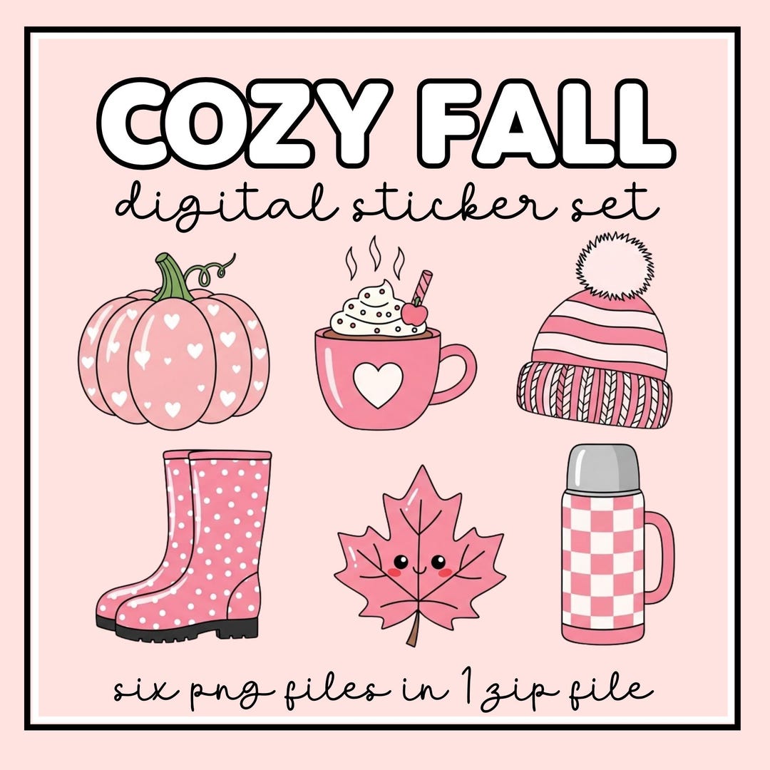 Fall Digital Stickers Pack | Cozy Autumn Pngs | Cute Stickers for ...