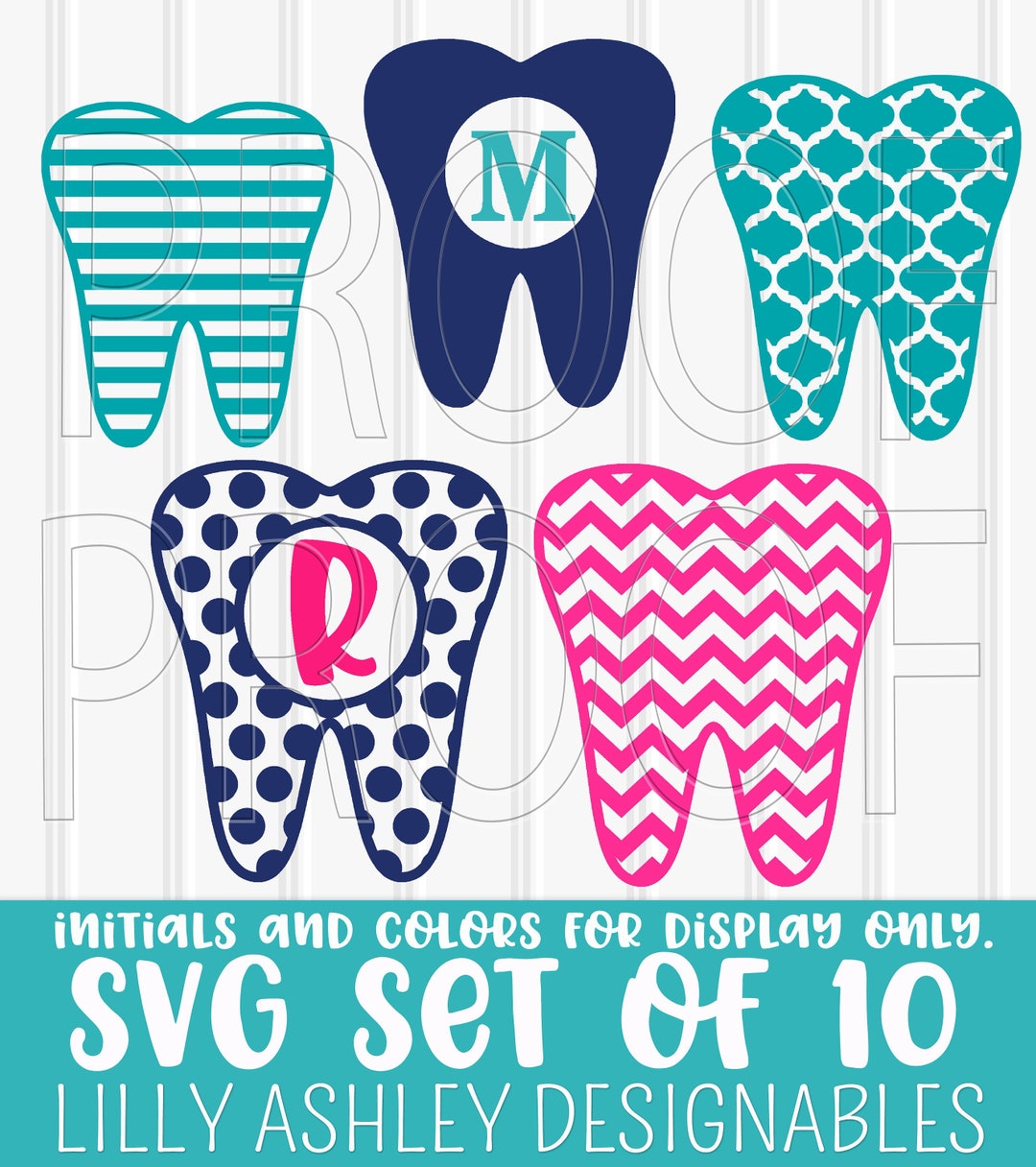 Tooth Monogram SVG File Set Includes 10 Tooth Cut Files Svg/png/jpg ...