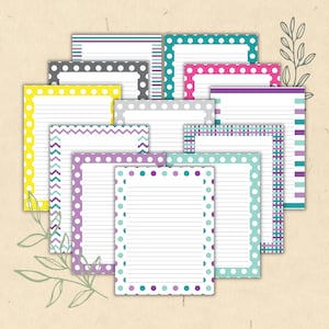 Printable Border Paper Lines Pack of 24 PNG & Pdf-8.5x11 With Borders ...