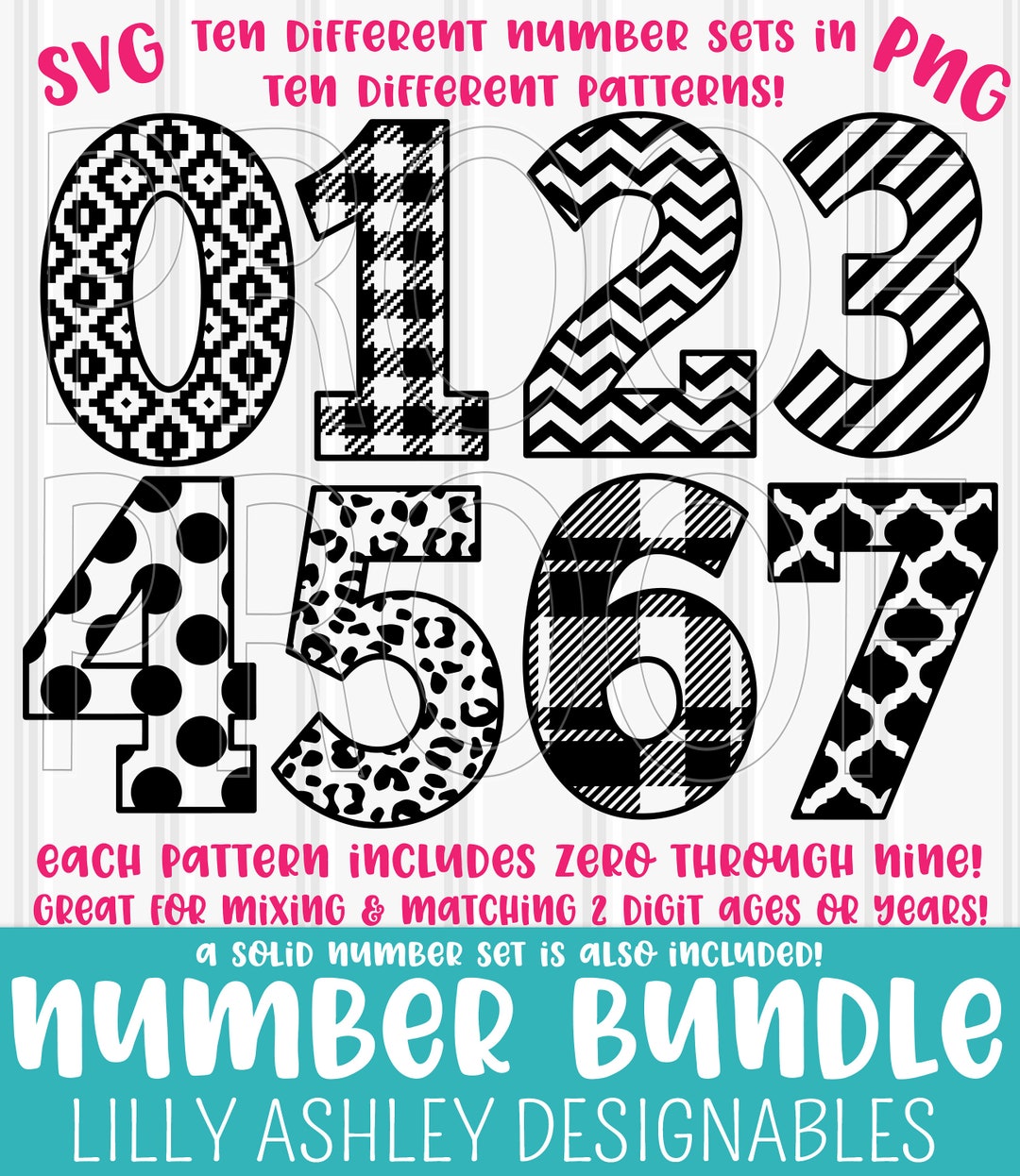 Number Bundle-svg and PNG-11 Sets of Numbers 0-9 Cut Files. Milestone ...