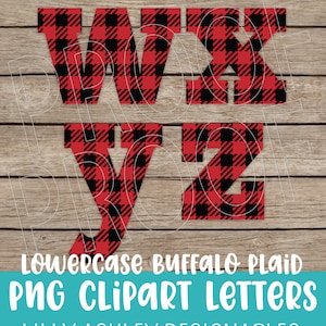 Buffalo Plaid Clipart PNG Letters A-Z Lowercase Downloadable - Etsy