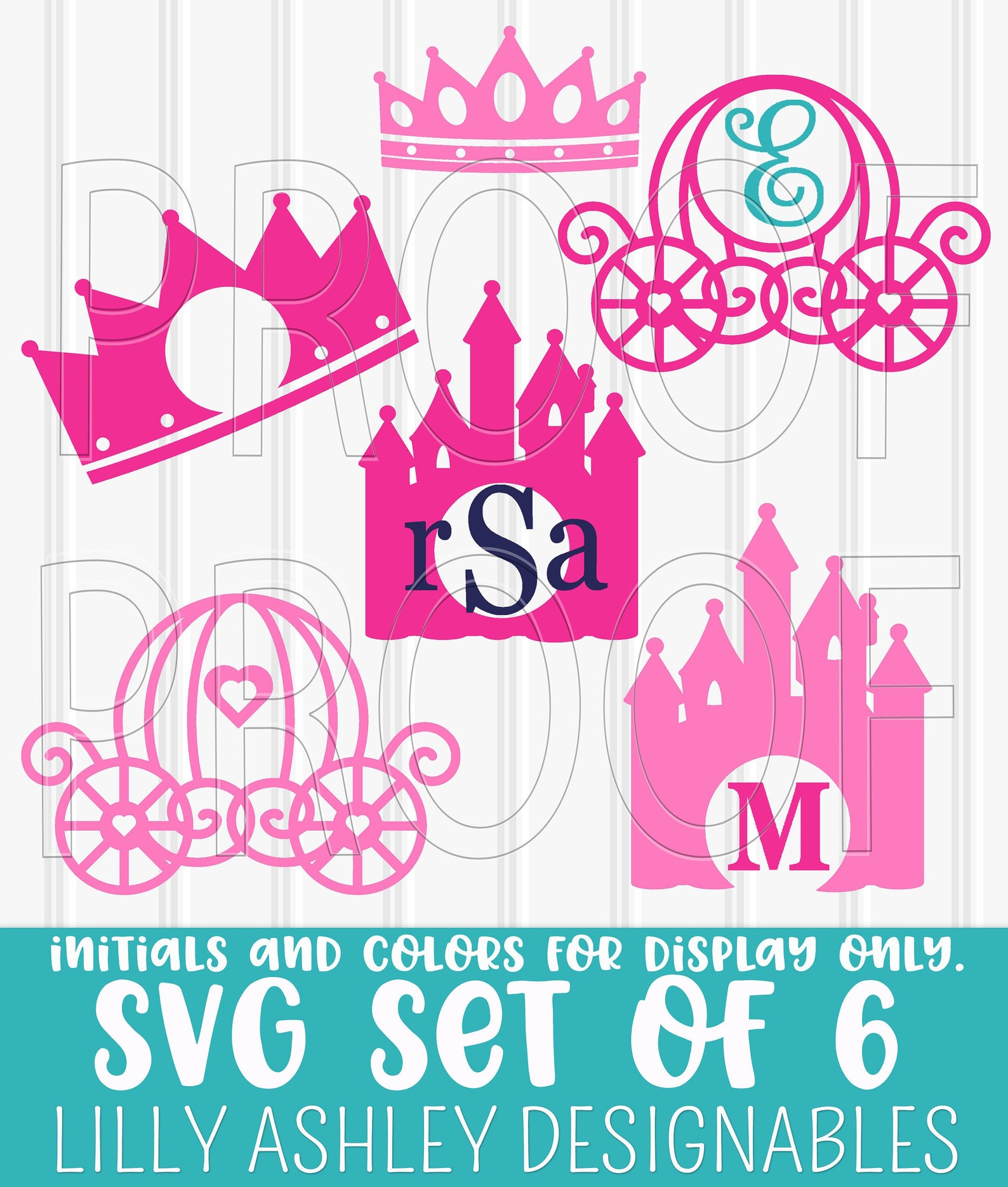 Princess SVG File Cut File Set of 6 With PNG and JPG Princess - Etsy