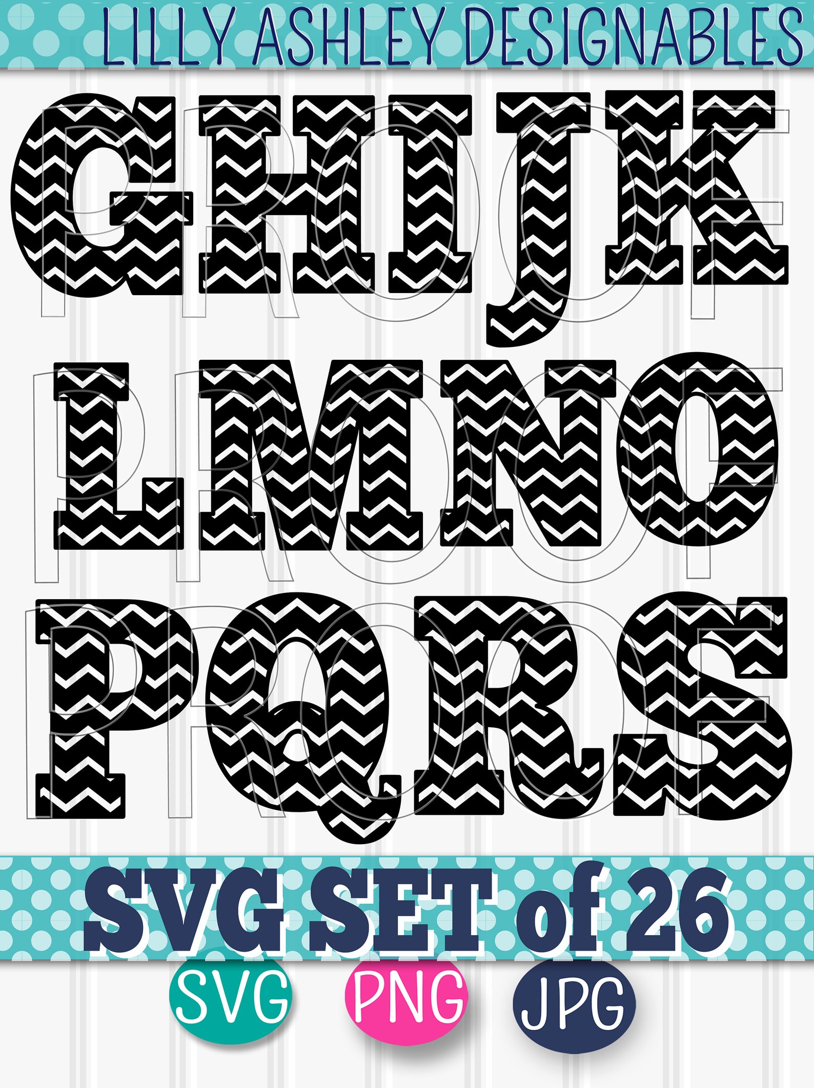 Chevron Letter SVG Cut File Set of 26-uppercase Letters A-Z | Etsy
