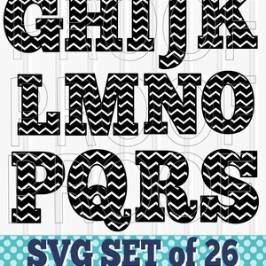 Chevron Letter SVG Cut File Set of 26-uppercase Letters A-Z and Solid ...