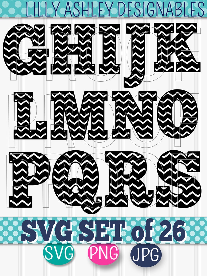Chevron Letter SVG Cut File Set of 26-uppercase Letters A-Z - Etsy