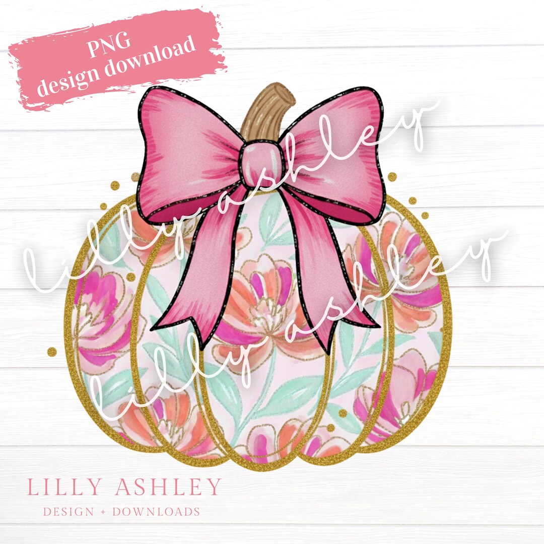 Coquette Pumpkin PNG | Preppy Pink Bow Pumpkin Clipart | Fall ...