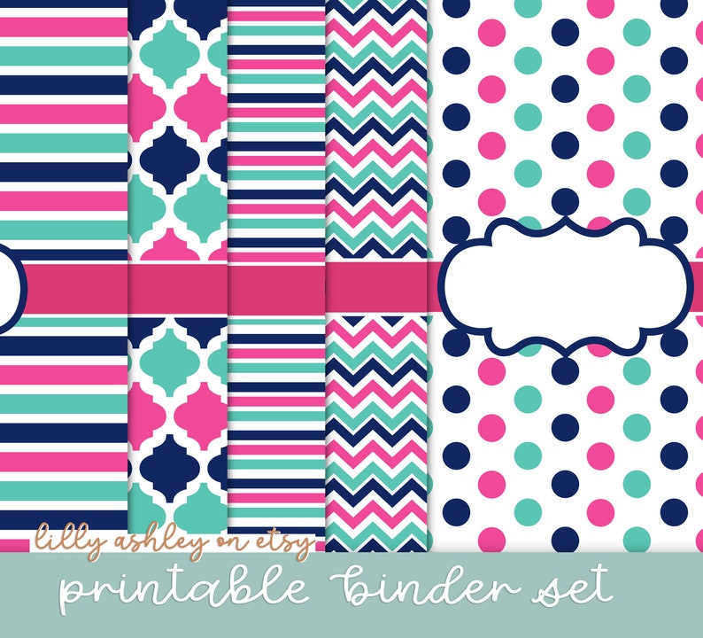 Binder Cover Printable SET of 5 W/backings-8.5x11-jpg & PDF - Etsy