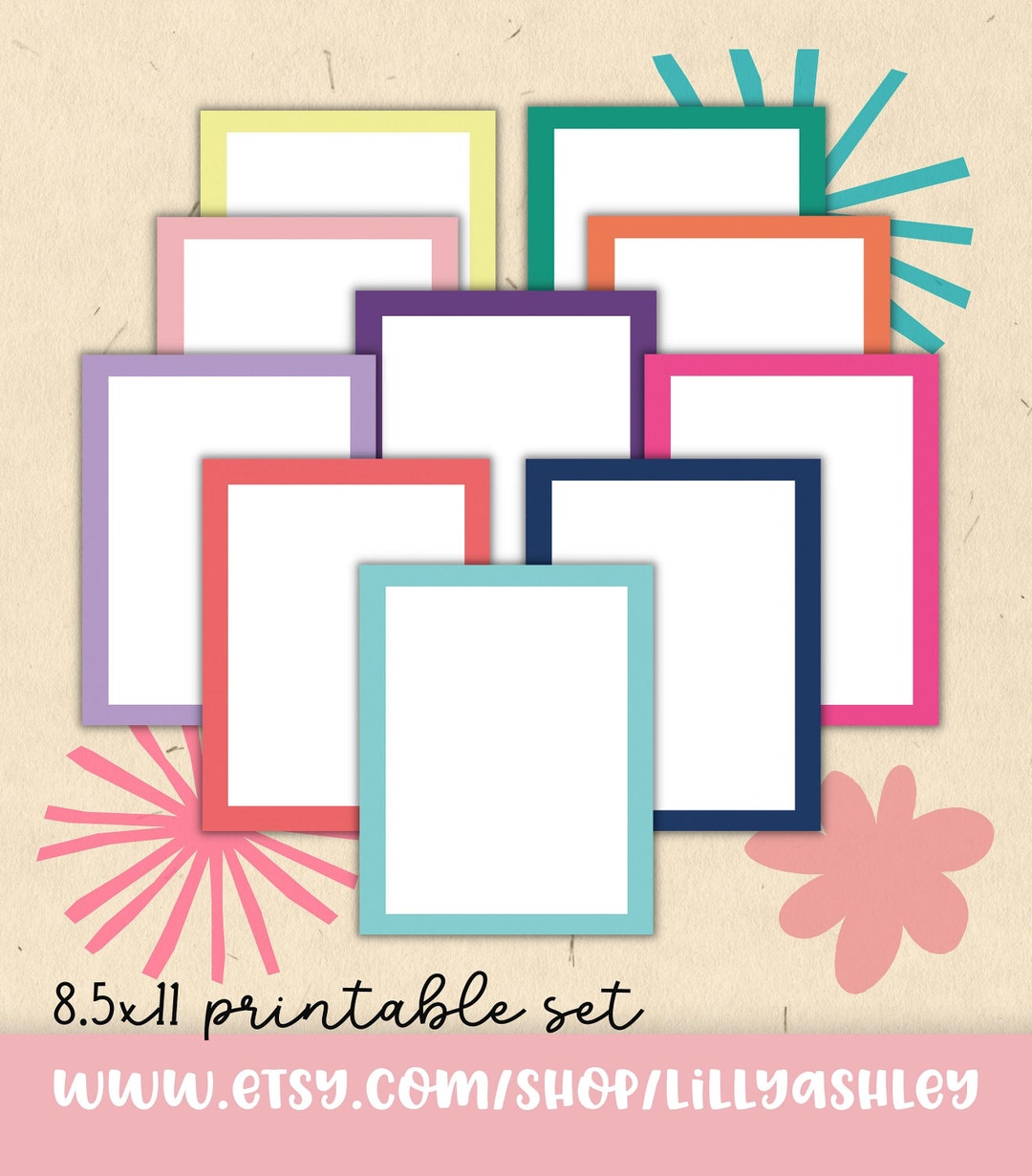 Printable Border Paper Set of 10 Colors - Download and Print! Border ...