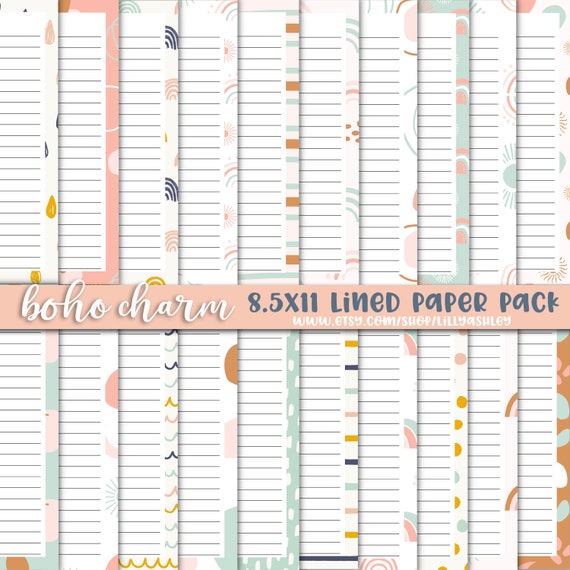 Lined Paper Pack of 20PDF PNG Files-8.5x11 Downloadable - Etsy UK
