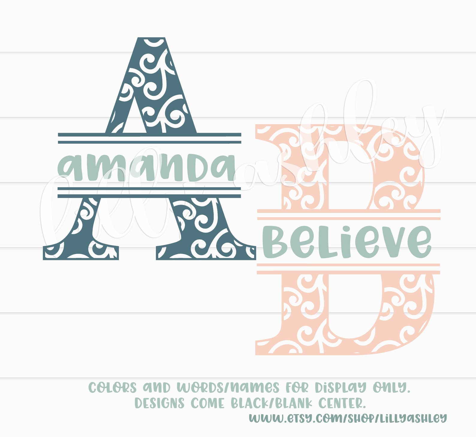 Split Monogram SVG & PNG Set A-Z Downloadable-commercial Use - Etsy