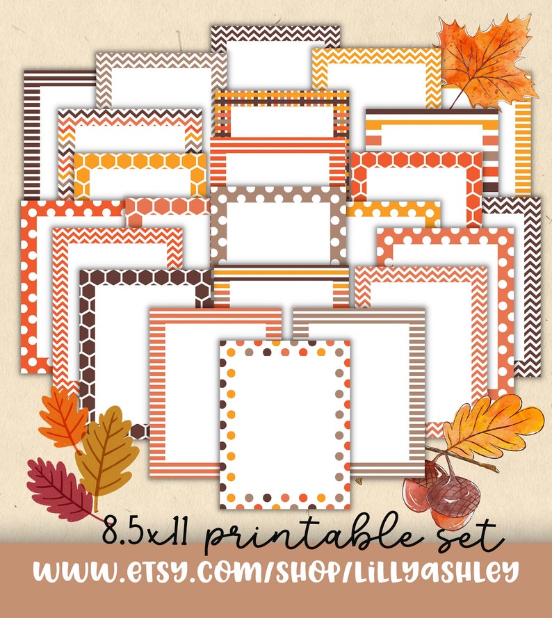 Border Paper Printable Paper Setjpg8.5x11-fall Border - Etsy