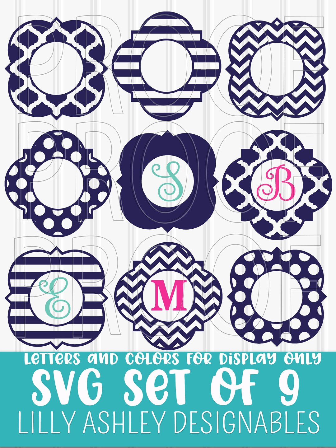 Monogram SVG Files Set of 9 Cutting Files Svg/png/jpg Formats Frame Svg ...