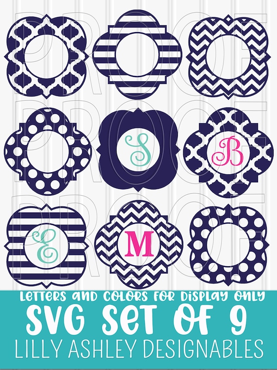 Monogram SVG Files Set of 9 Cutting Files Svg/png/jpg Formats | Etsy