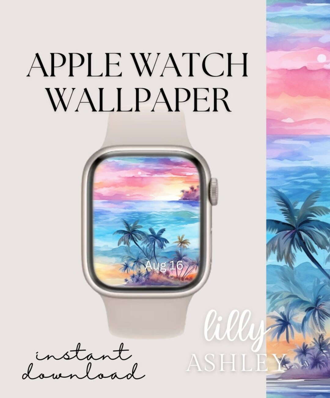 Beach Apple Watch Face , Tropical Waves Watch Background, Womens Apple ...
