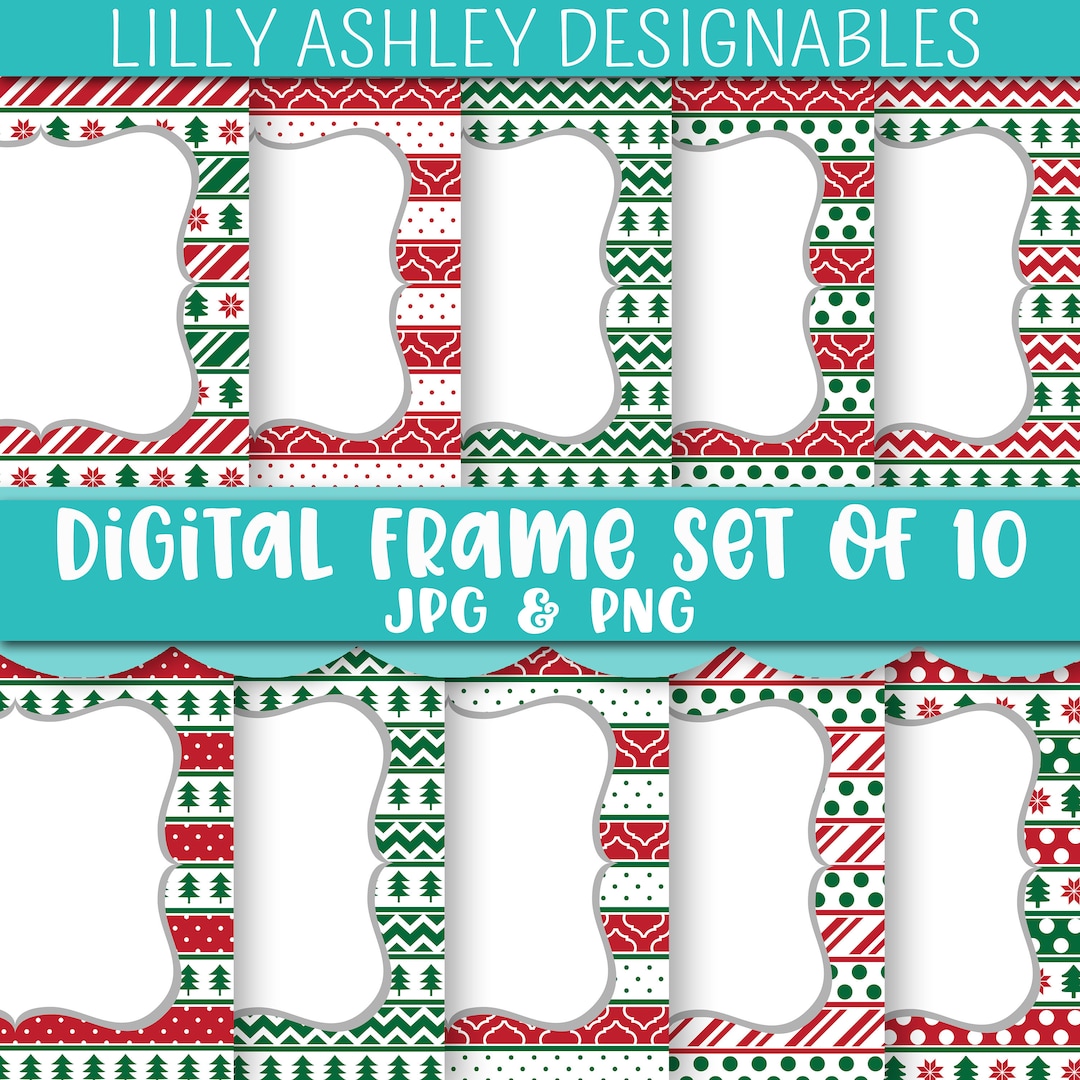 Christmas Frame Set of 10-"christmas Joy"-jpg/png-downloadable Scallop ...