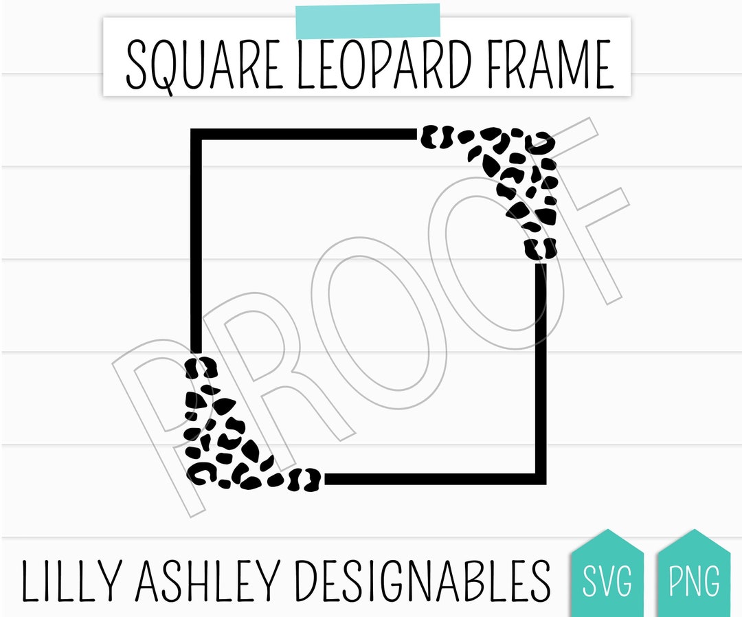 Leopard Frame SVG and PNG- Square Frame Design With Leopard Cheetah ...