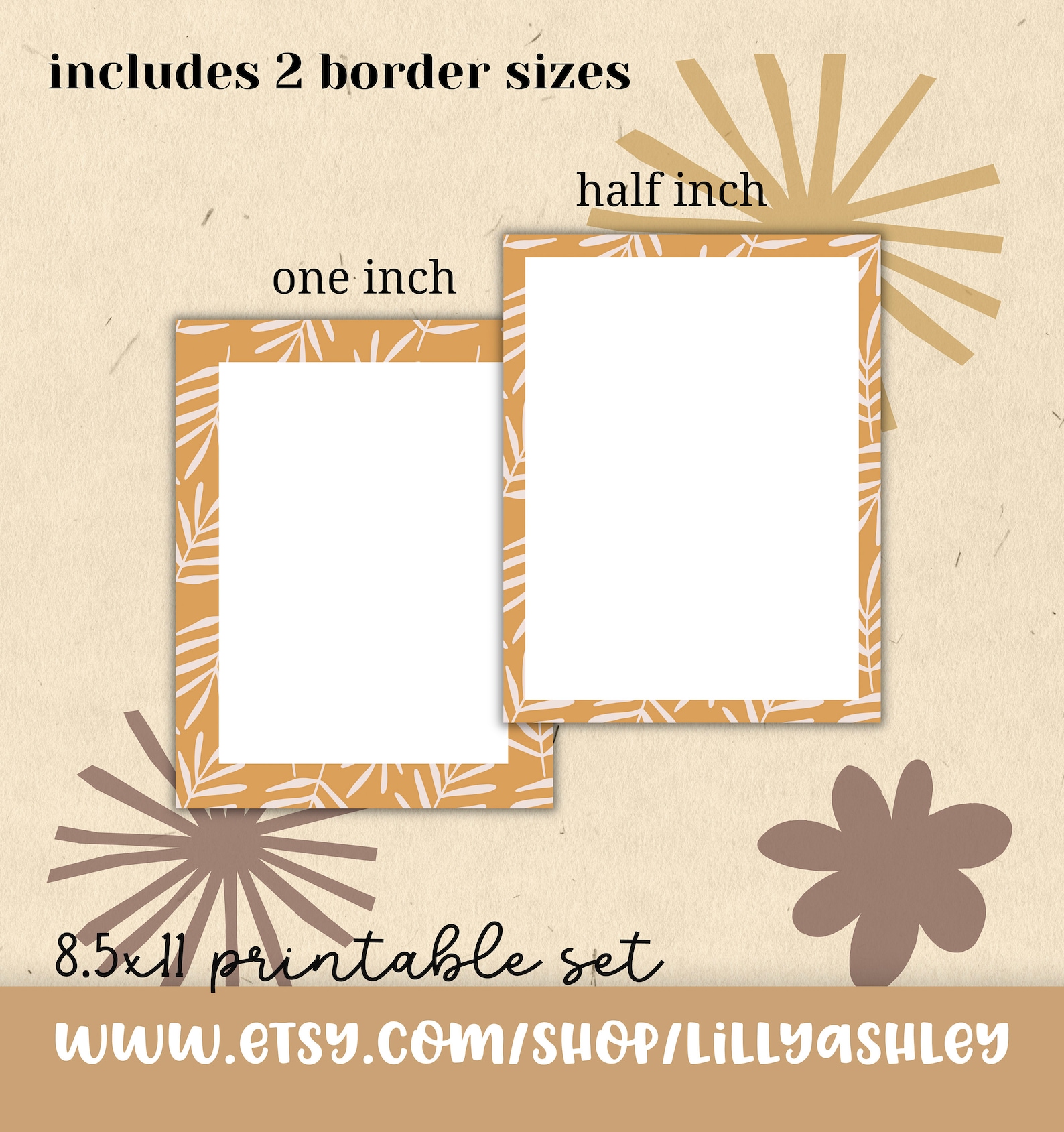 Printable Paper With Border Pack of 12--PDF & PNG Files--8.5x11 ...