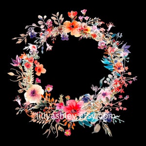 Floral Frame Wreath Clipart Designs , PNG Watercolor Flowers ...