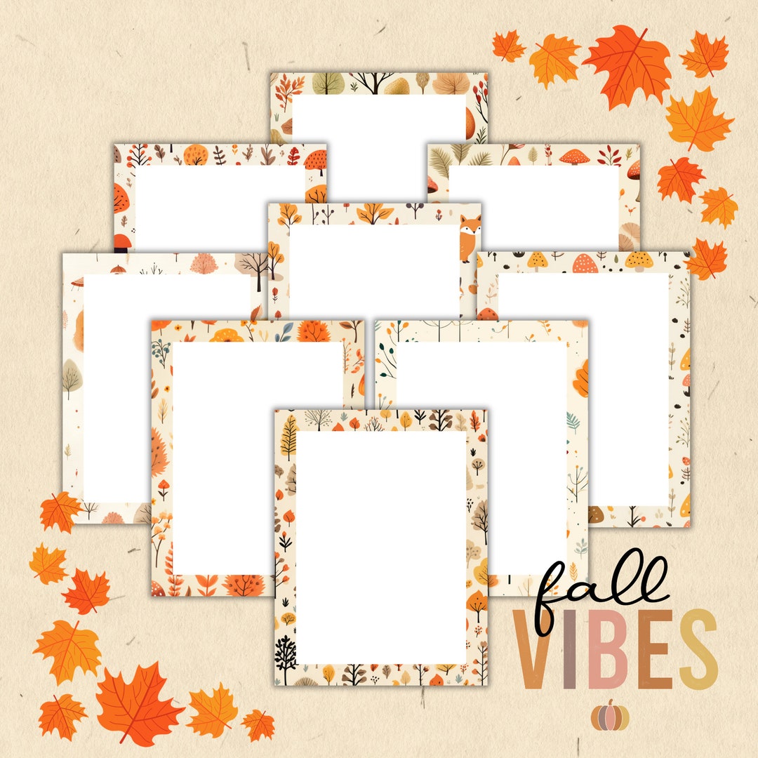 Fall Border Paper Printable Set-png -8.5x11-fall Printables With Border ...
