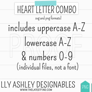 Heart SVG and PNG Monogram Letters A-Z Uppercase Lowercase and Numbers ...