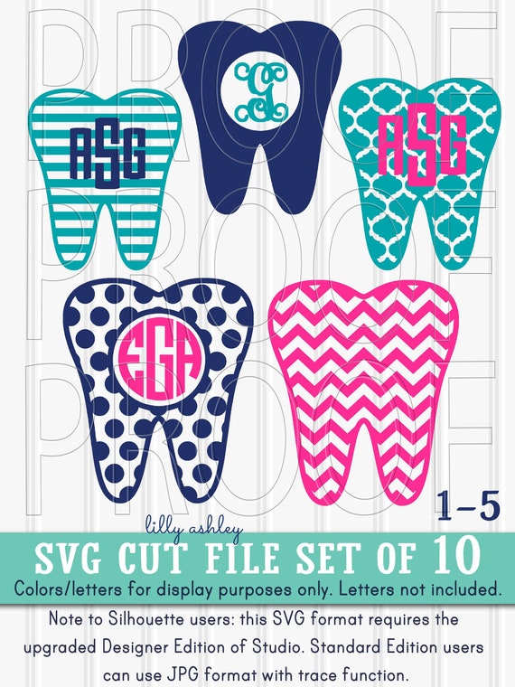 Tooth Monogram SVG File set includes 10 tooth cut files | Etsy