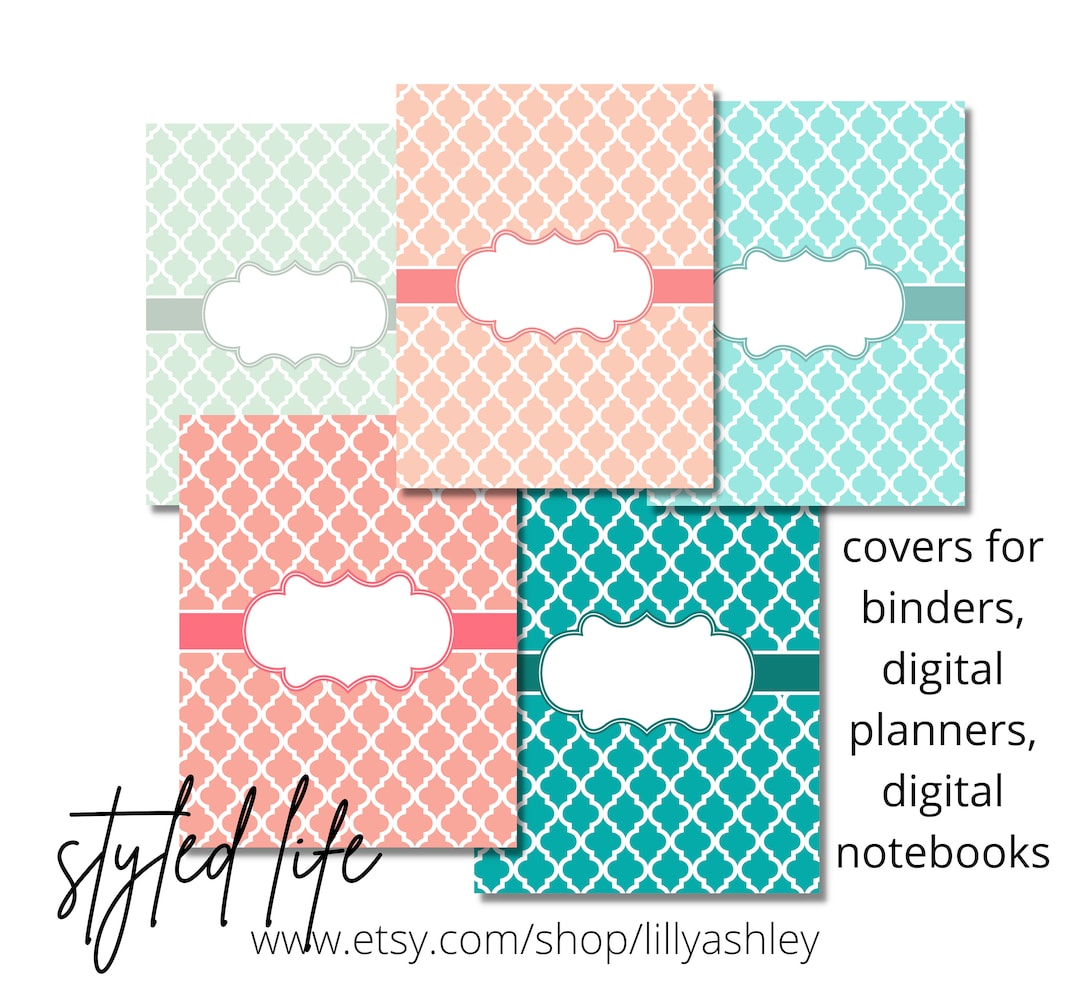 Printable Binder Covers for Notebooks Set, Digital Notebook Covers ...